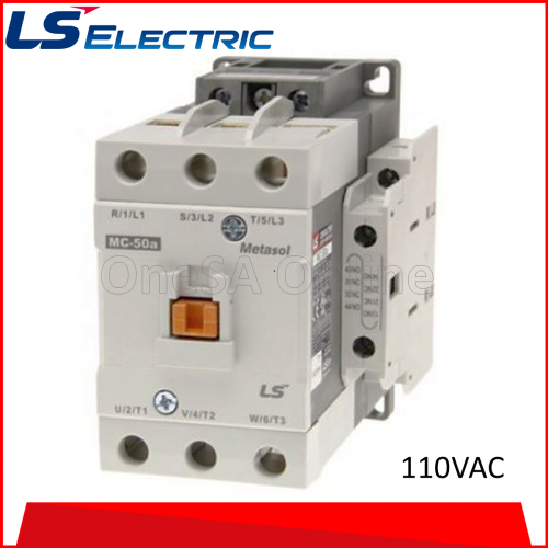 LS AC METASOL CONTACTOR, 22KW/40HP ~ 50A ~ 1NO+1NC ~ 110VAC, (MC-50a-11 ...